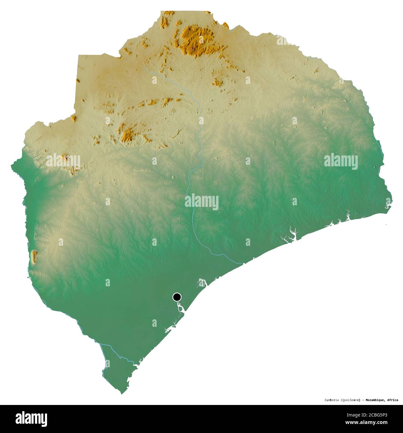 Shape of Zambezia, province of Mozambique, with its capital isolated on ...