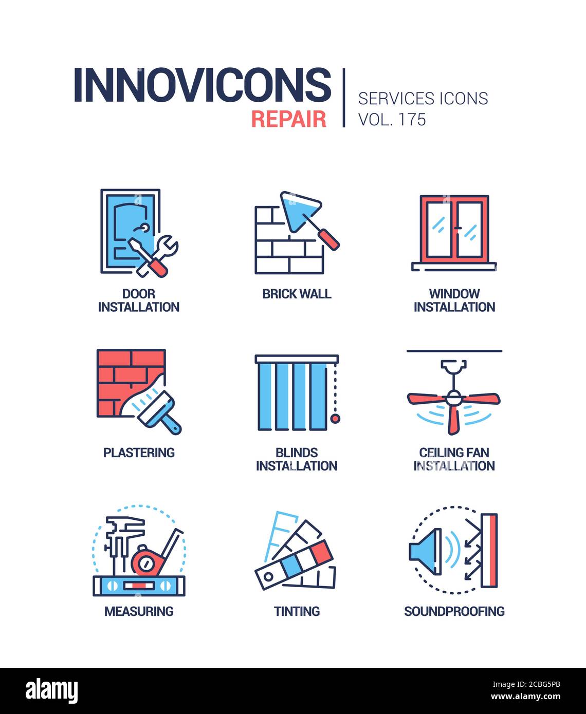 Repair services - line design style icons set Stock Vector Image & Art ...