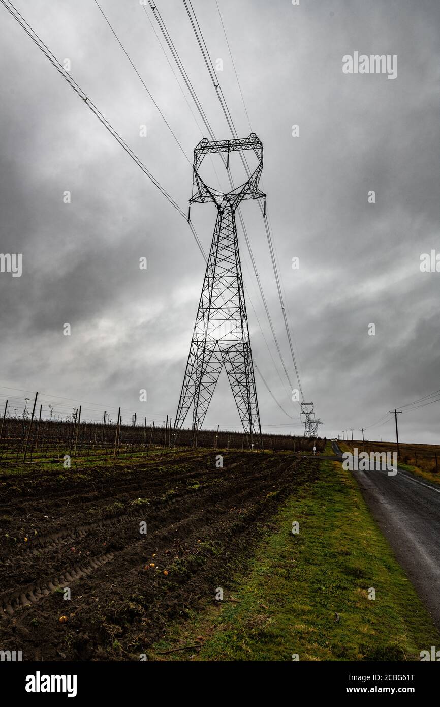 Overhead Power Line for Transferring Electricity Stock Photo - Alamy