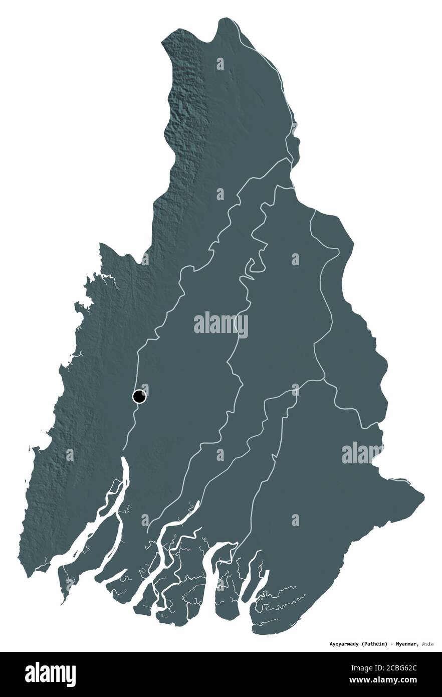 Shape of Ayeyarwady, division of Myanmar, with its capital isolated on ...