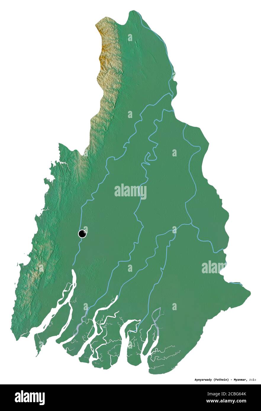 Shape of Ayeyarwady, division of Myanmar, with its capital isolated on ...