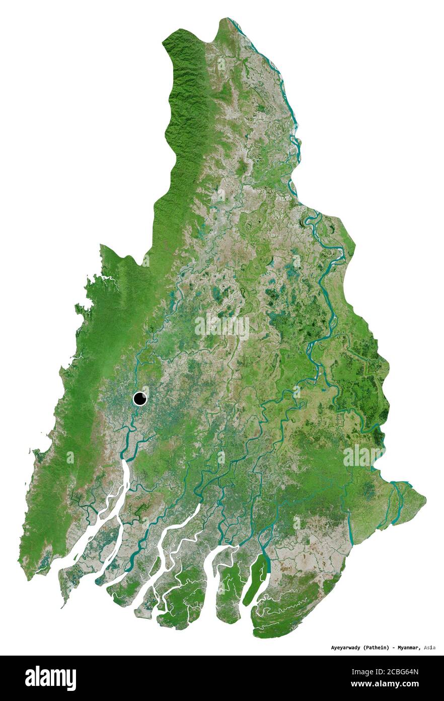 Shape of Ayeyarwady, division of Myanmar, with its capital isolated on ...