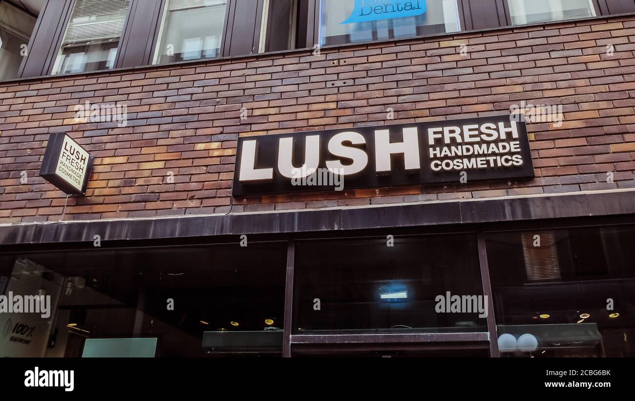 Lush store front in Sweden. Lush is a cosmetics company headquartered ...