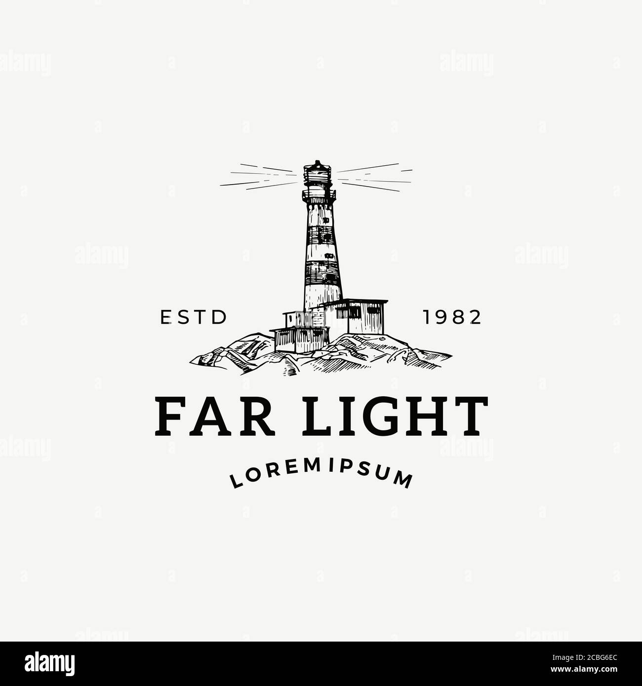 Far Light Abstract Vector Sign, Symbol or Logo Template. Searchlight ...