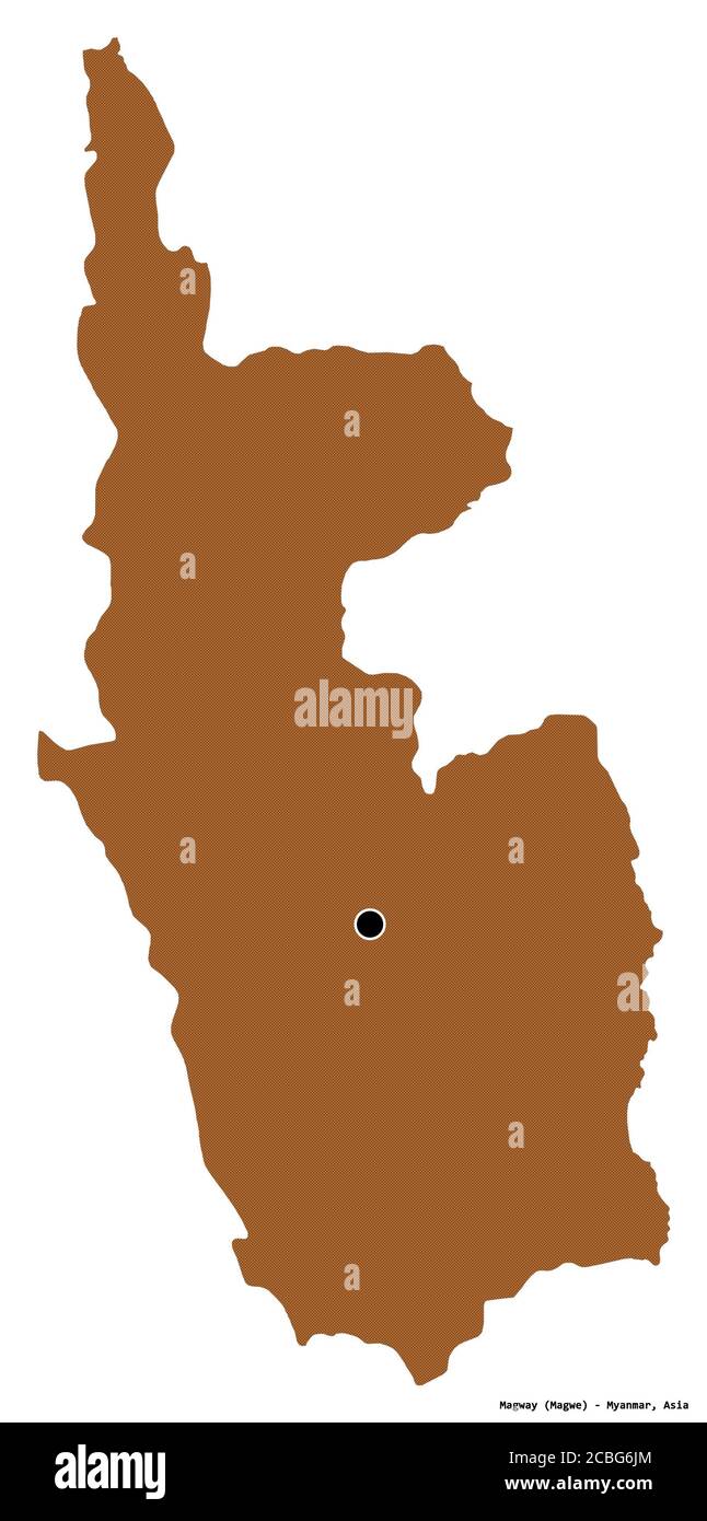 Shape of Magway, division of Myanmar, with its capital isolated on ...