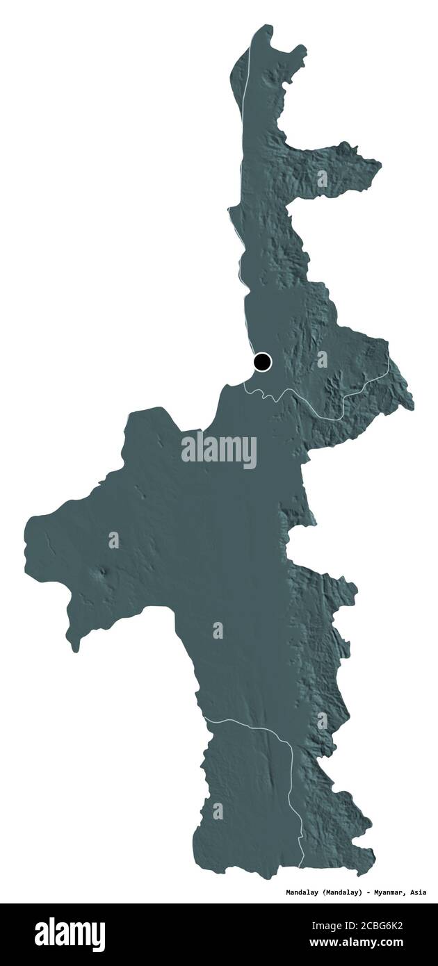 Shape of Mandalay, division of Myanmar, with its capital isolated on ...