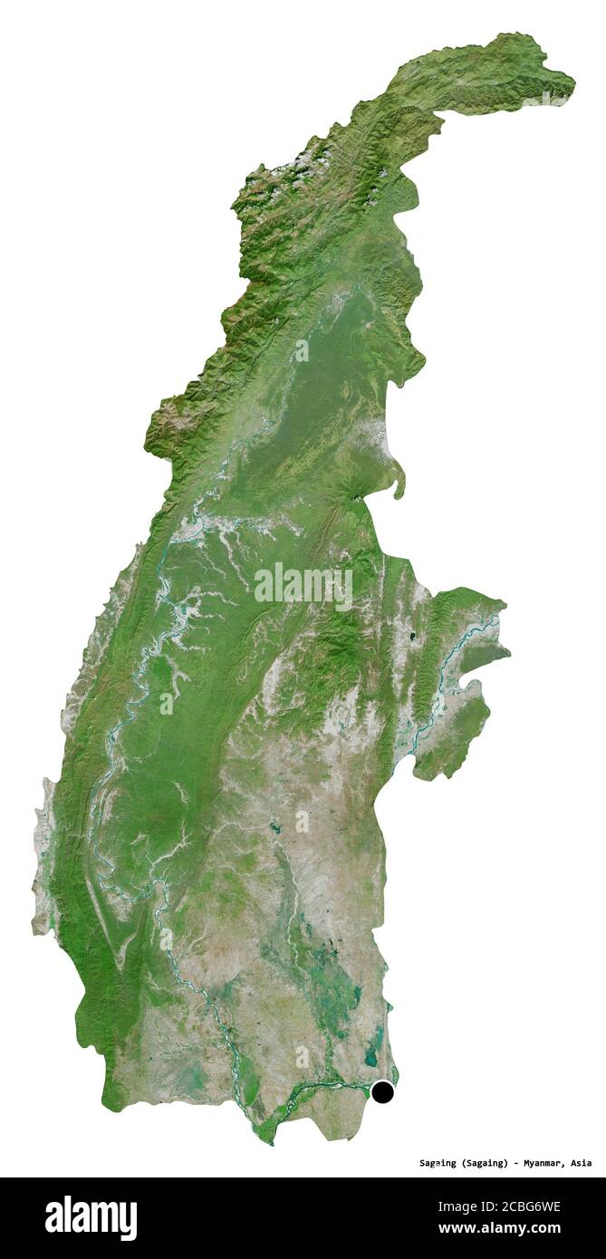 Shape of Sagaing, division of Myanmar, with its capital isolated on ...