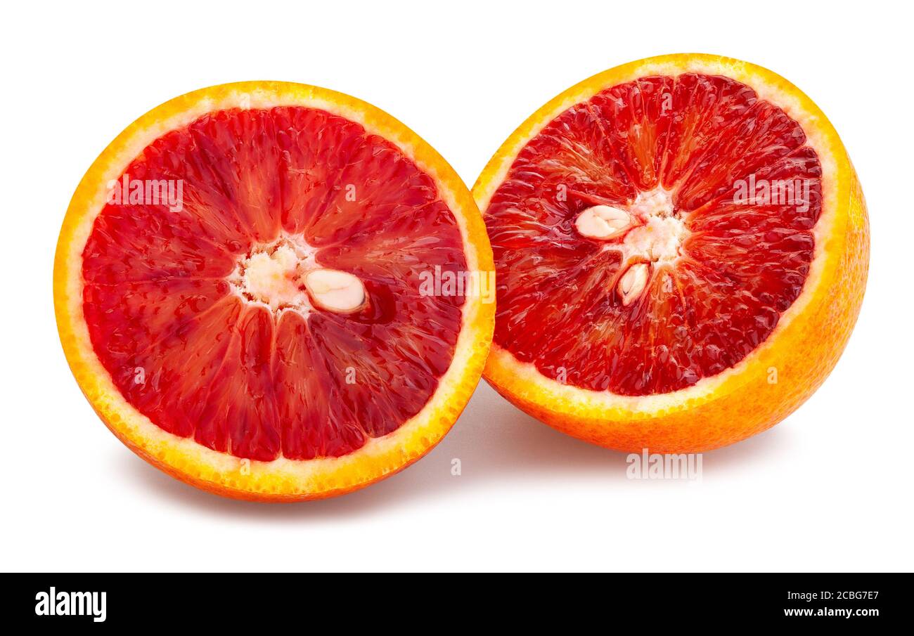 sliced blood tangerine path isolated on white Stock Photo - Alamy