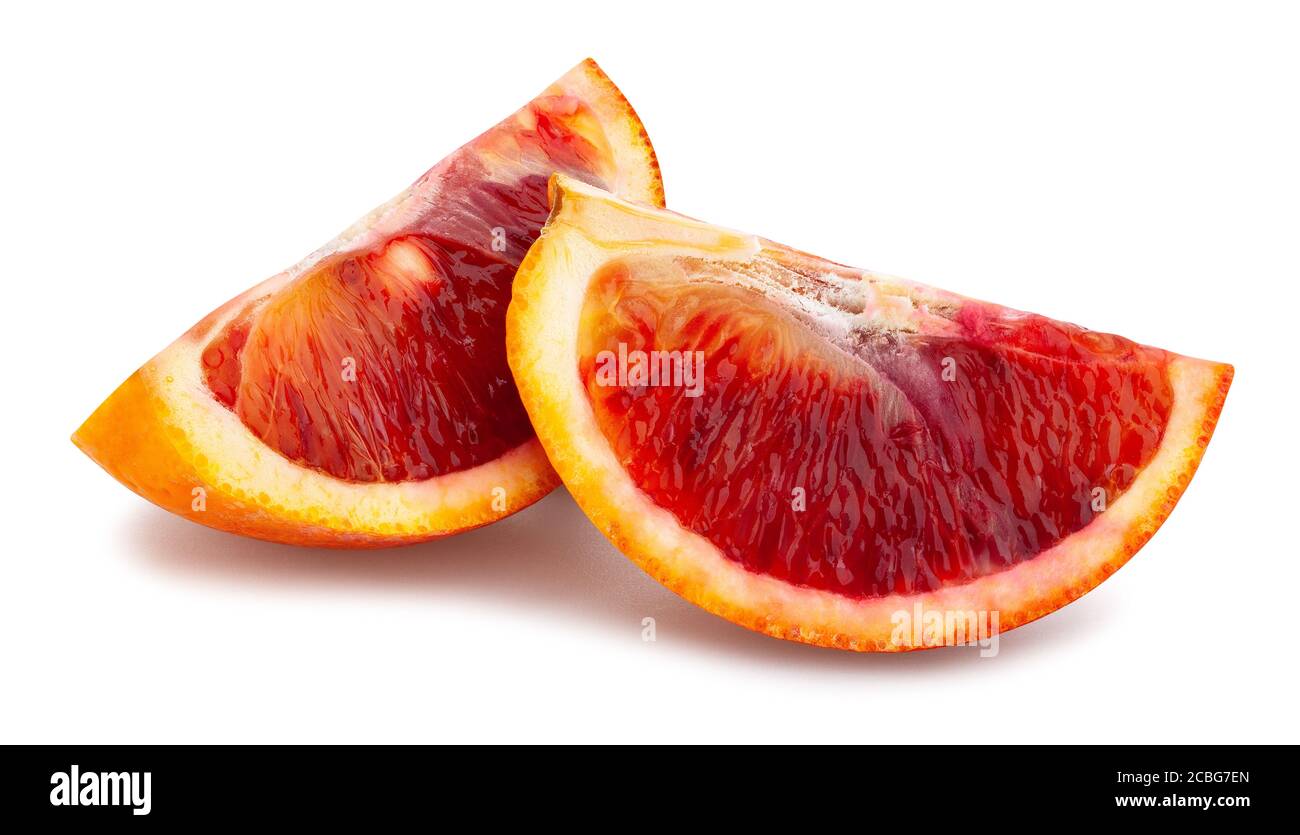 sliced blood tangerine path isolated on white Stock Photo - Alamy