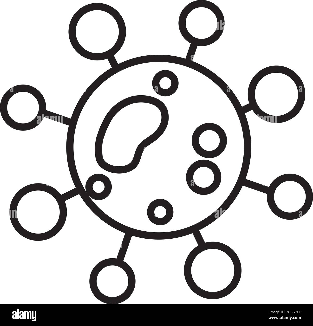 Hiv bacteria icon over white background, line style, vector ...