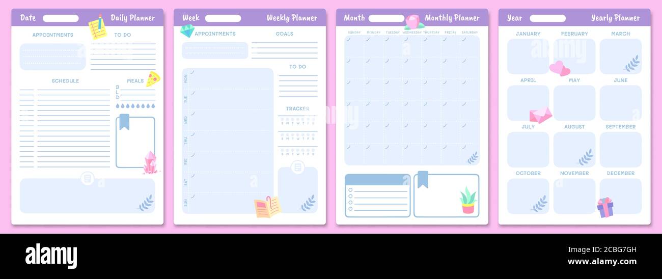 Cute planner templates. Daily, weekly, monthly and yearly planners ...