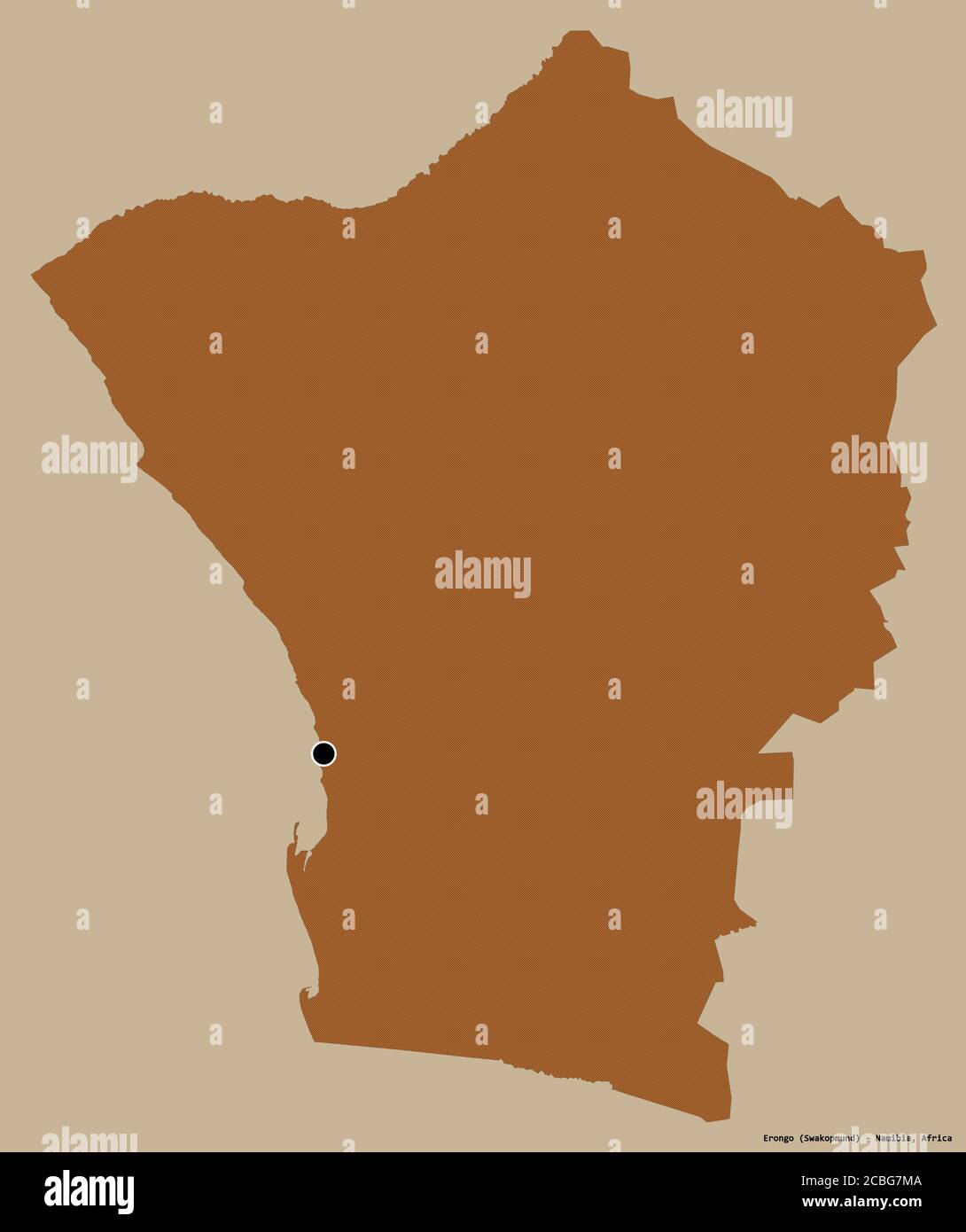 Shape of Erongo, region of Namibia, with its capital isolated on a ...