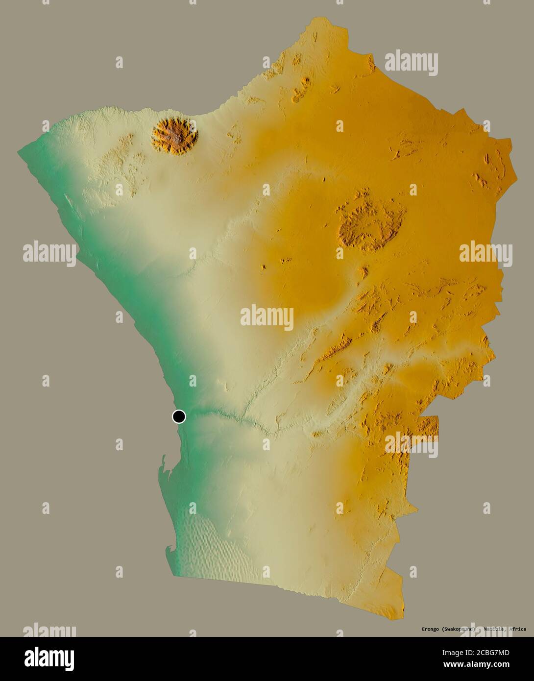 Shape of Erongo, region of Namibia, with its capital isolated on a ...