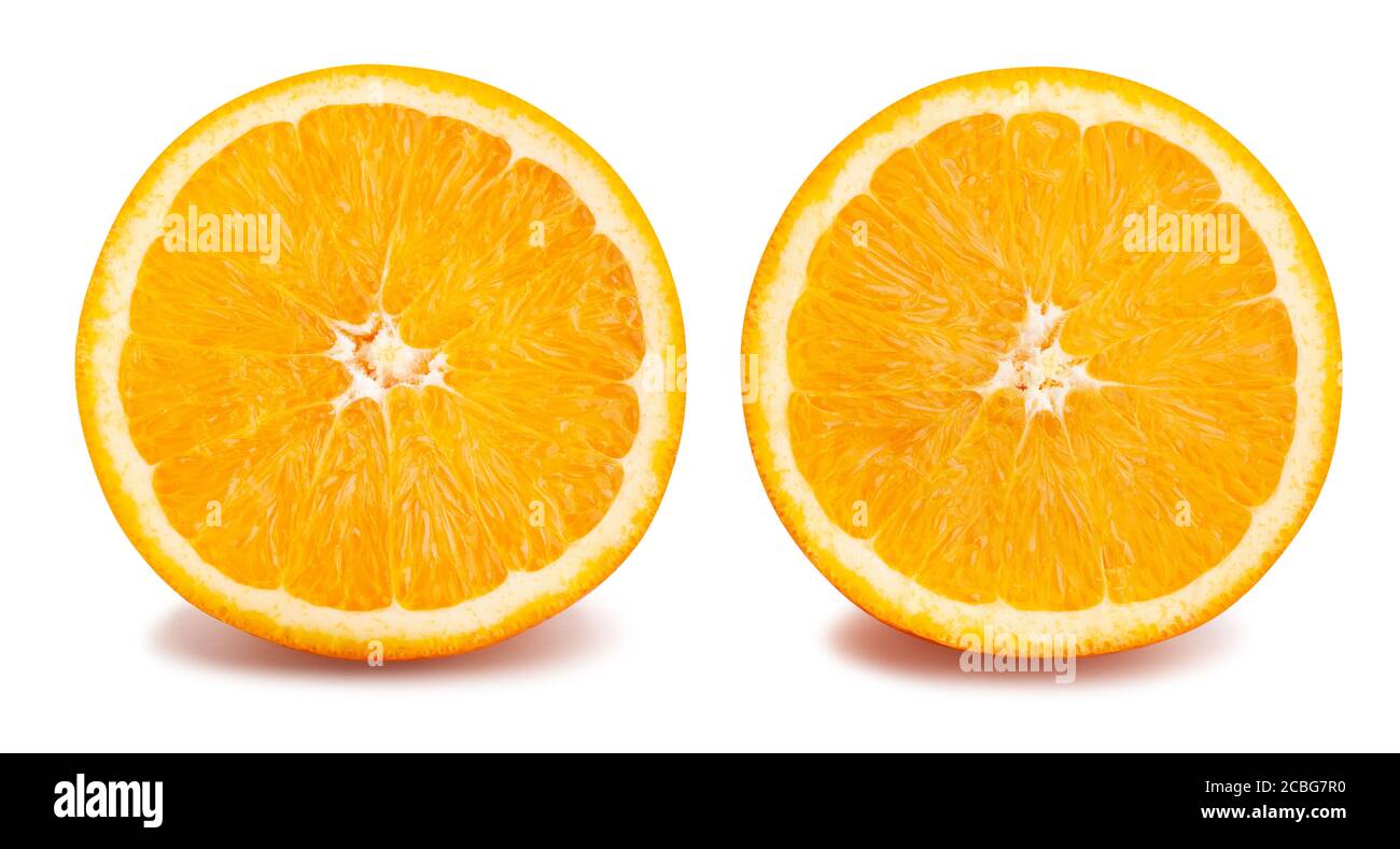 sliced orange fruit path isolated on white Stock Photo - Alamy