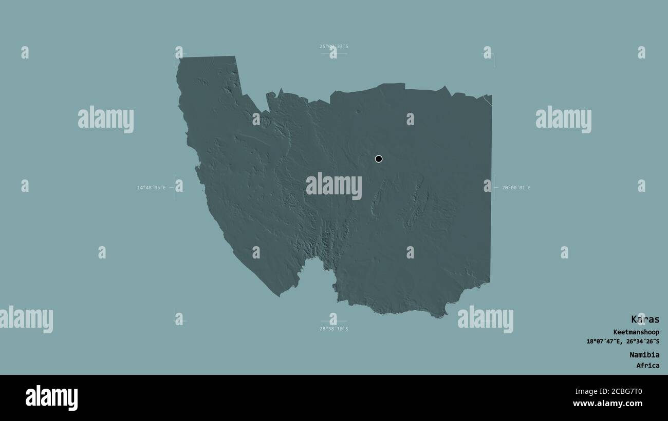 Area of Karas, region of Namibia, isolated on a solid background in a ...