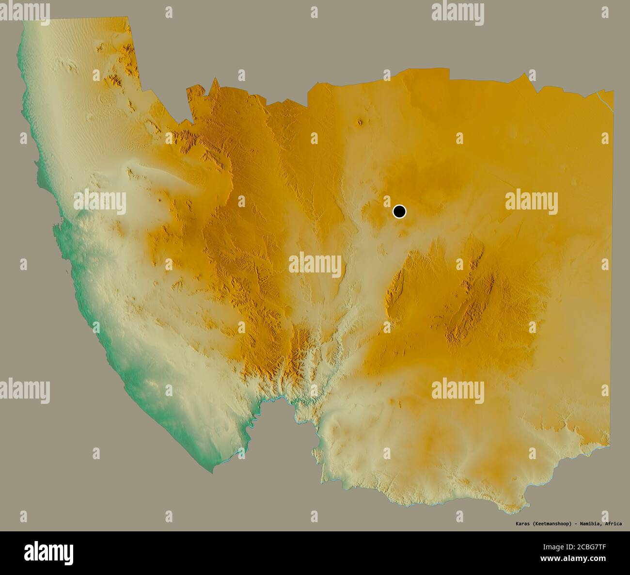 Shape of Karas, region of Namibia, with its capital isolated on a solid ...