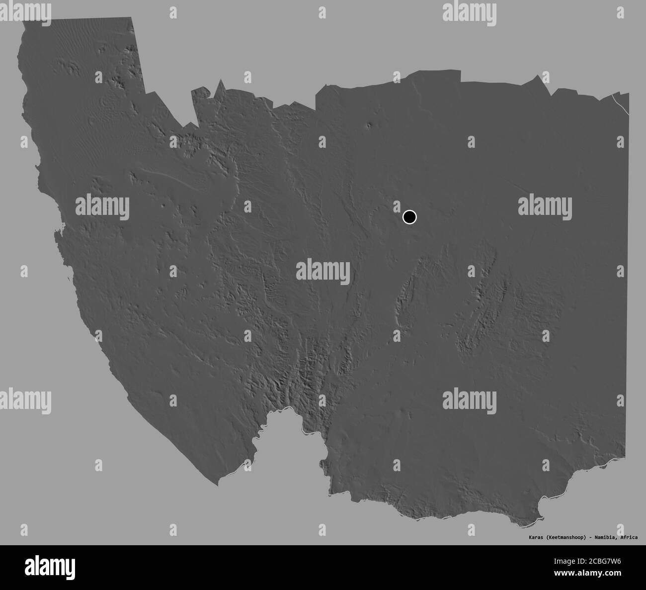 Shape of Karas, region of Namibia, with its capital isolated on a solid ...