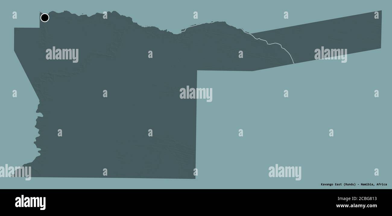Shape of Kavango East, region of Namibia, with its capital isolated on ...