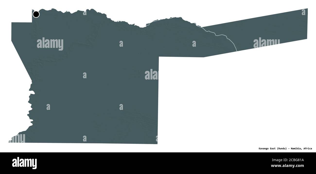 Shape of Kavango East, region of Namibia, with its capital isolated on ...