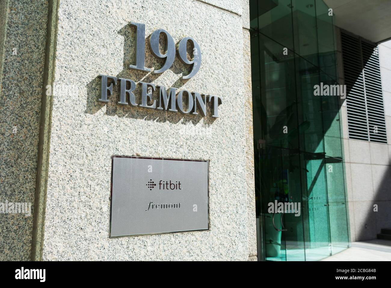 Fitbit sign on HQ facade. Fitbit, Inc. is an American company that ...