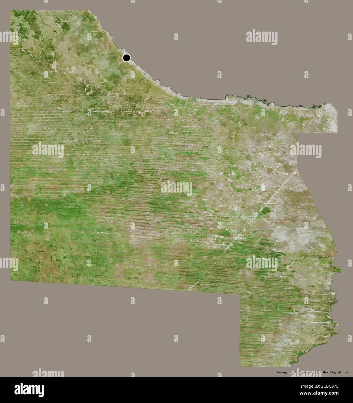 Shape of Kavango West, region of Namibia, with its capital isolated on ...
