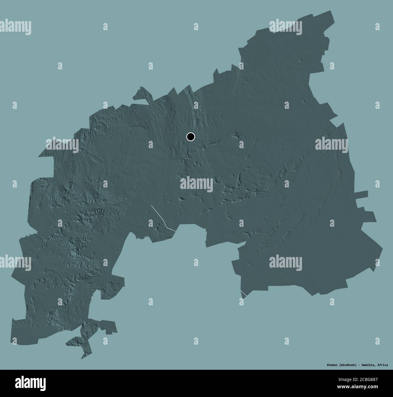 Shape of Khomas, region of Namibia, with its capital isolated on a ...