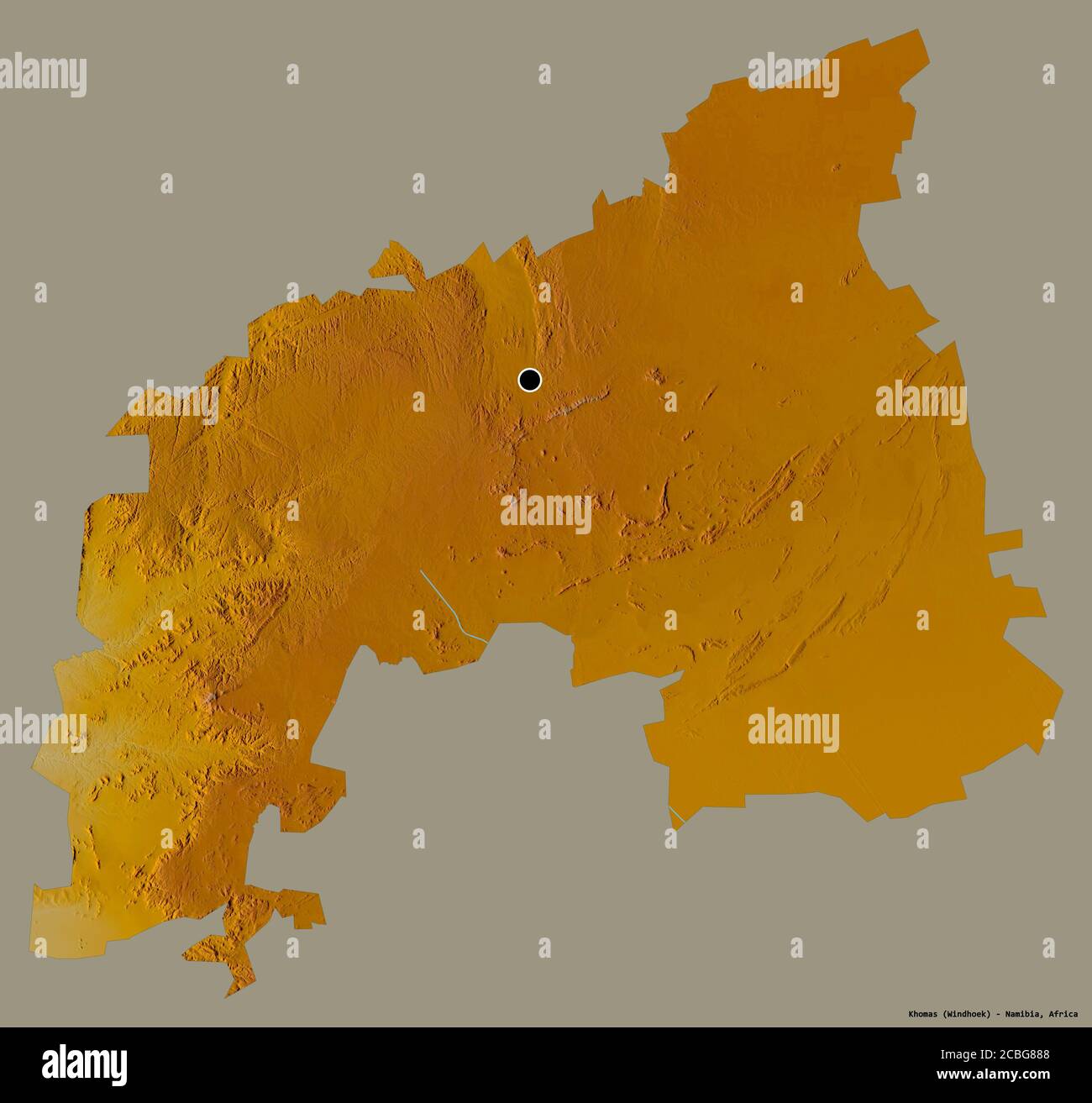 Shape of Khomas, region of Namibia, with its capital isolated on a ...