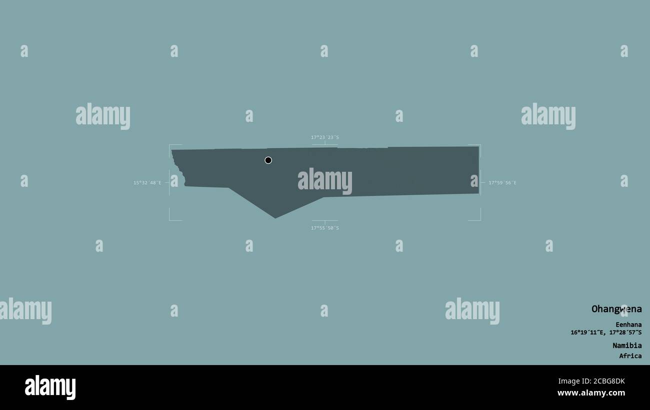 Area of Ohangwena, region of Namibia, isolated on a solid background in ...