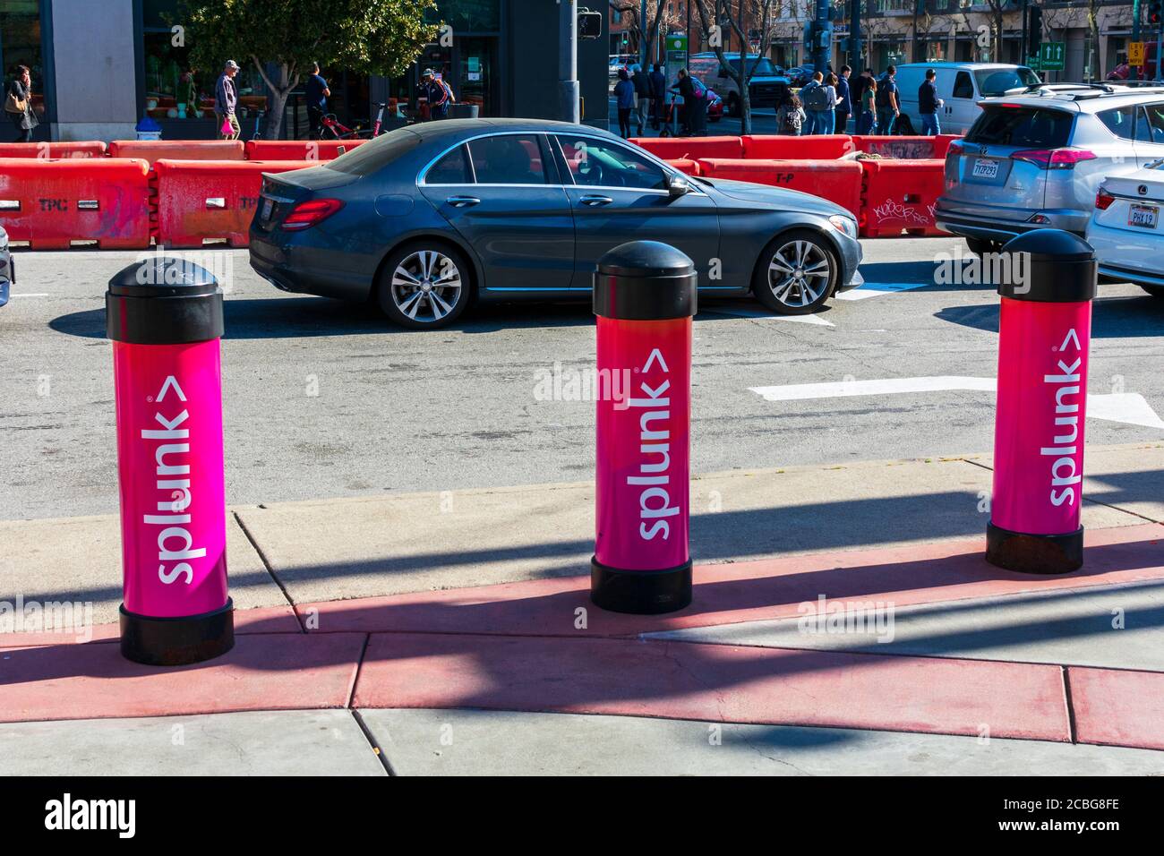 Splunk software company advertisement posted on pedestrian safety posts ...