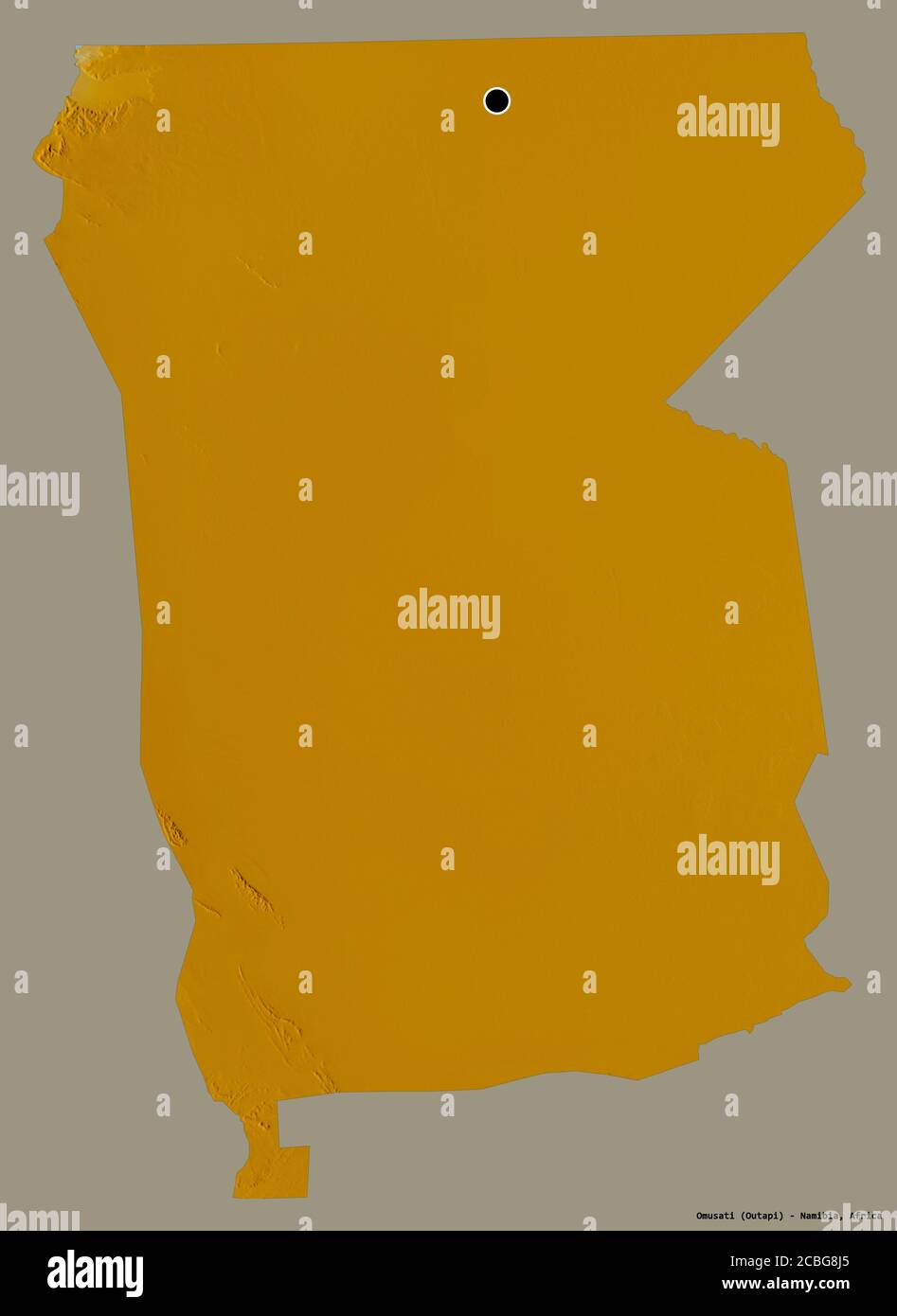 Shape of Omusati, region of Namibia, with its capital isolated on a ...