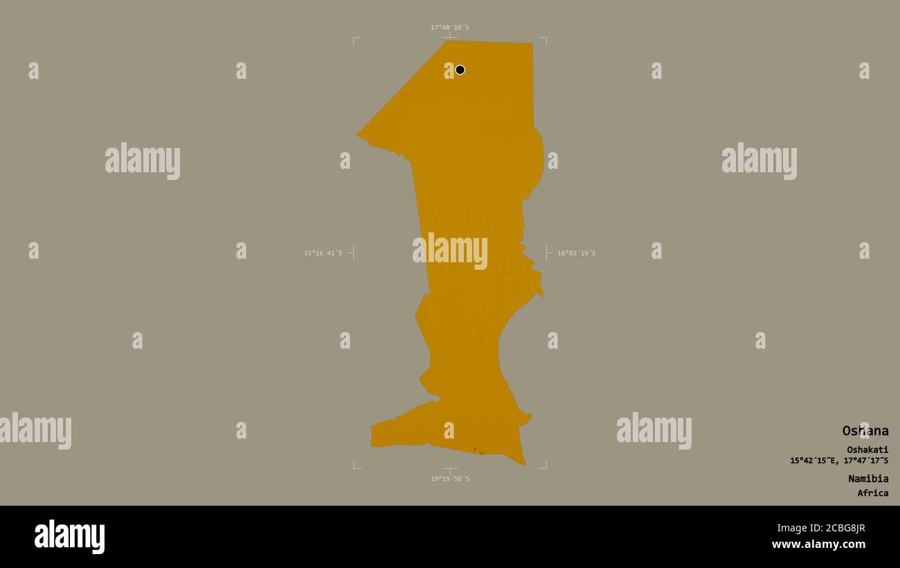 Area of Oshana, region of Namibia, isolated on a solid background in a ...
