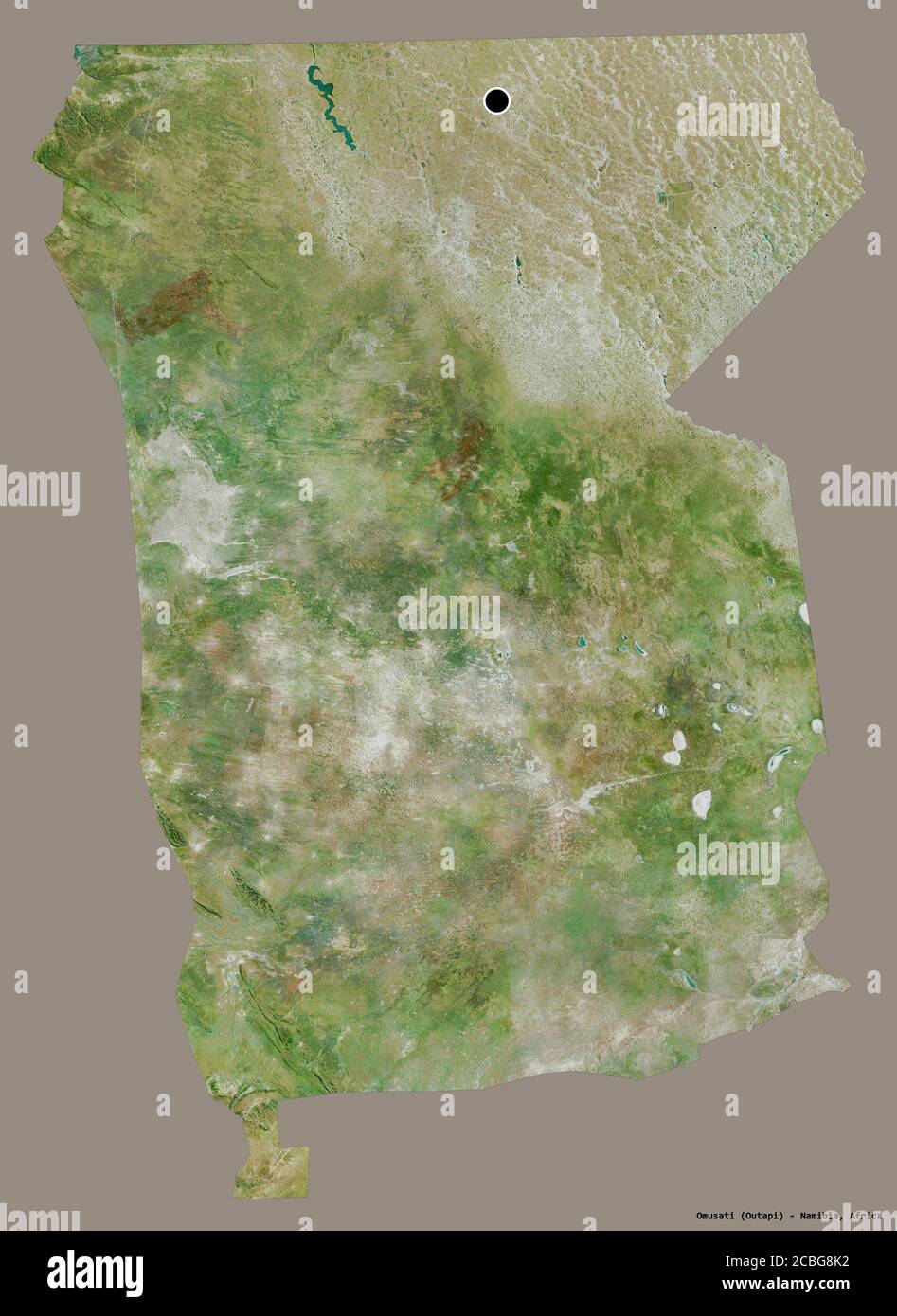 Shape of Omusati, region of Namibia, with its capital isolated on a ...