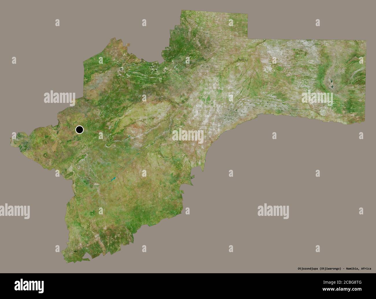 Shape of Otjozondjupa, region of Namibia, with its capital isolated on ...