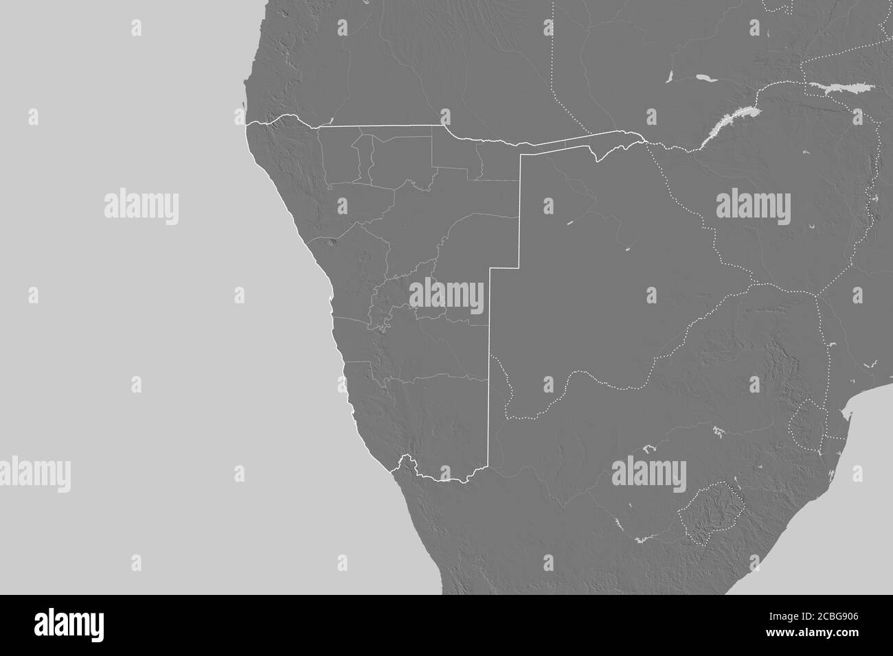 Extended area of Namibia with country outline, international and ...