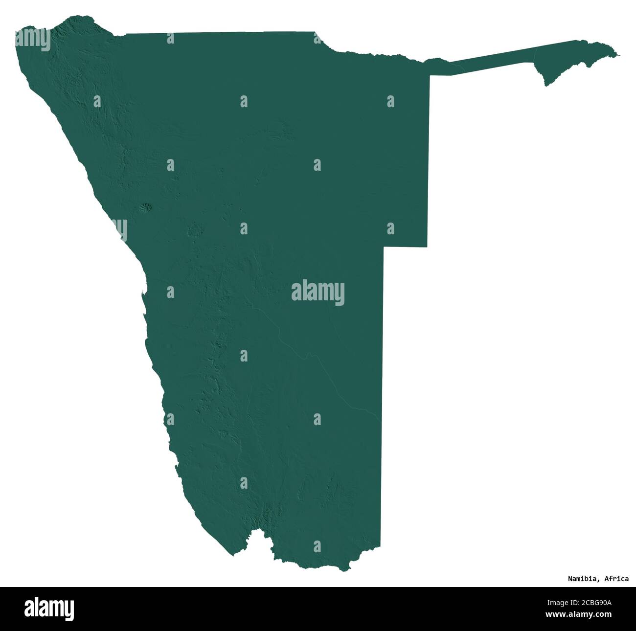 Shape of Namibia with its capital isolated on white background. Colored ...