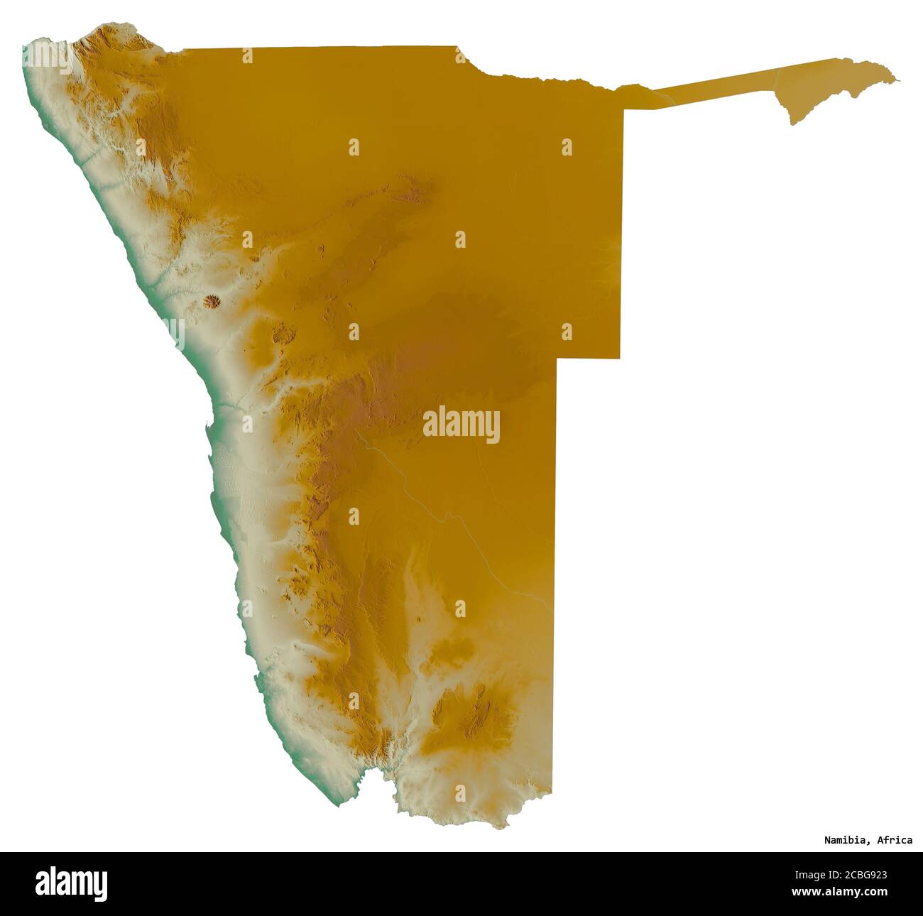 Shape of Namibia with its capital isolated on white background ...