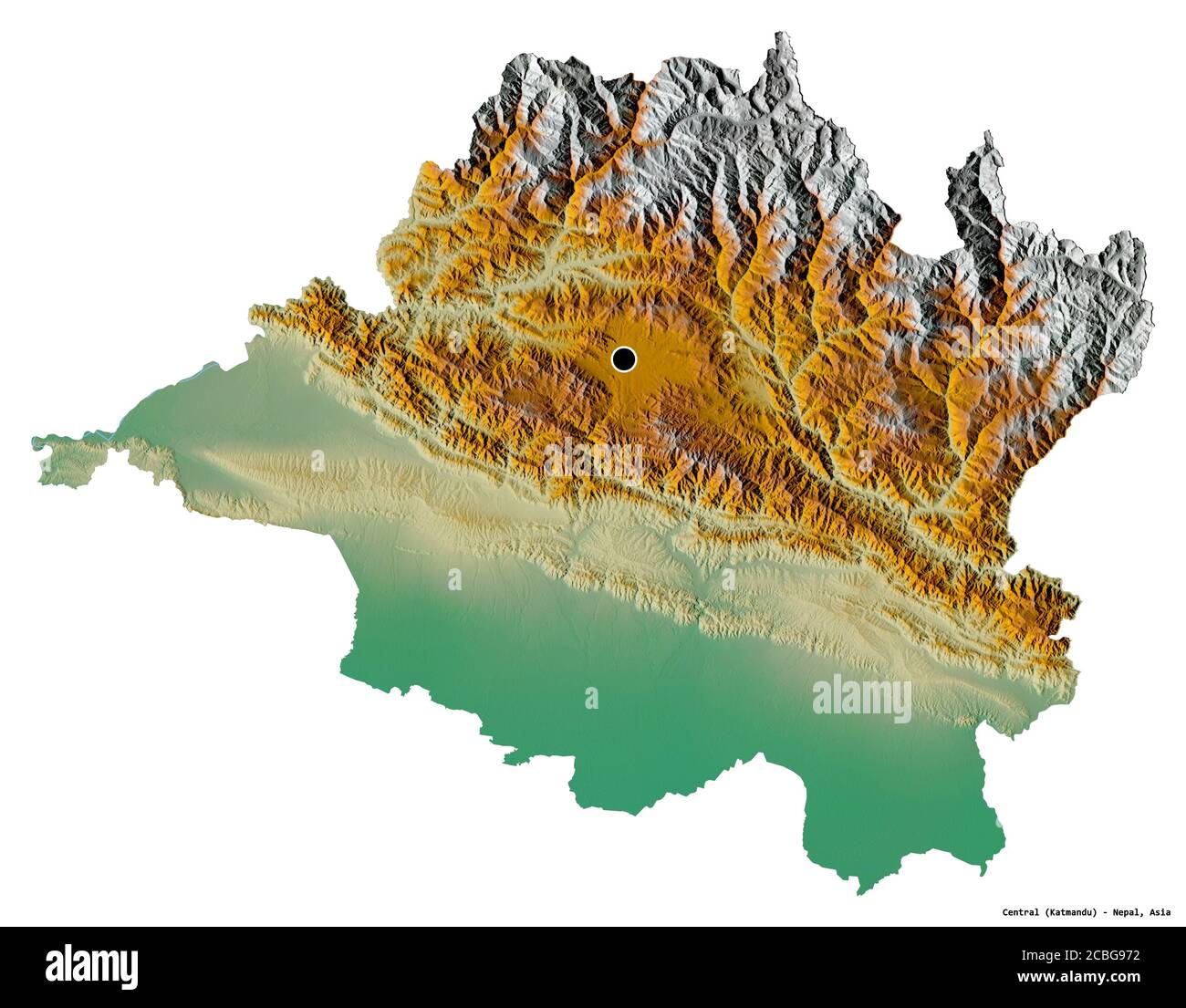 Shape of Central, development region of Nepal, with its capital ...