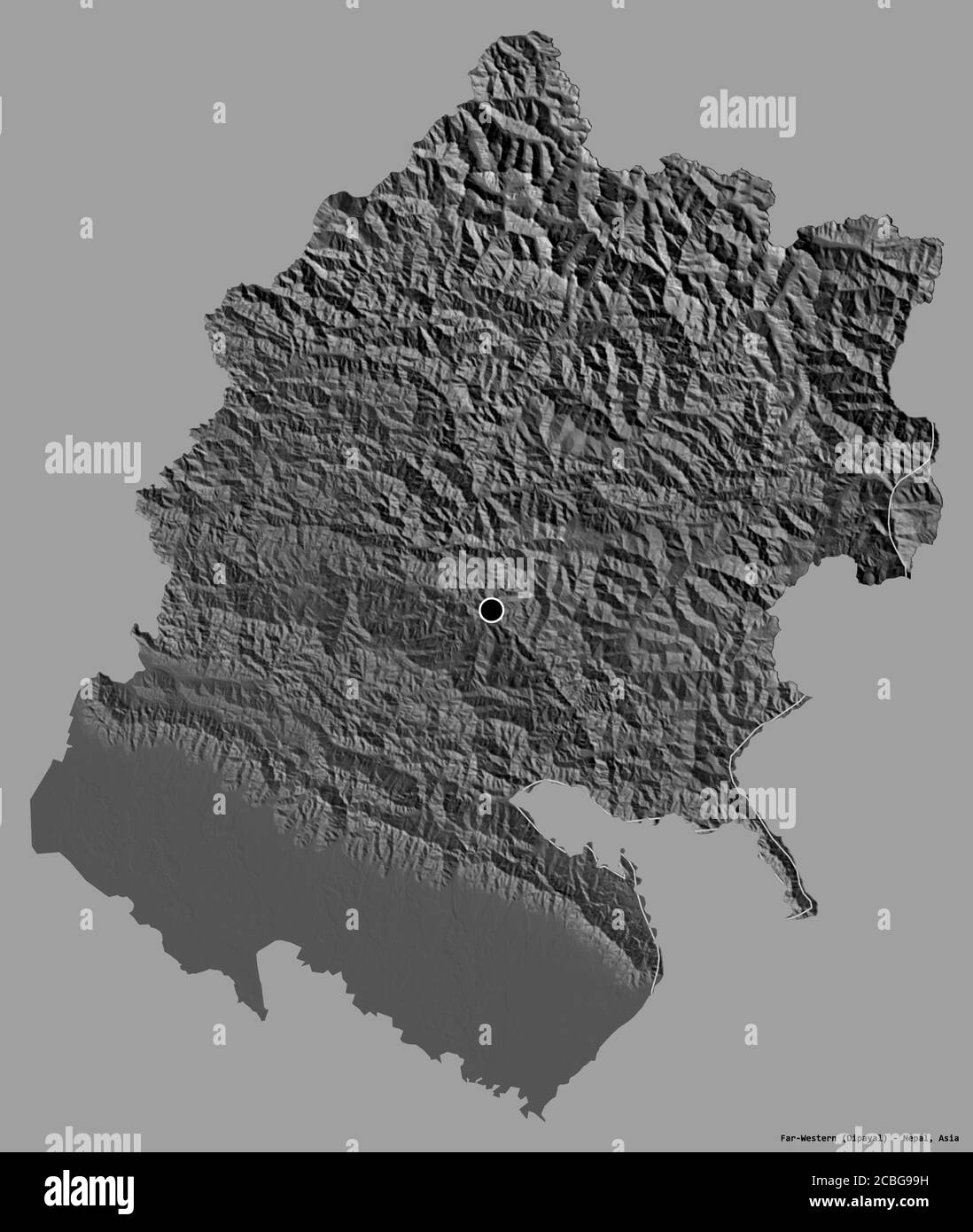 Shape of Far-Western, development region of Nepal, with its capital ...