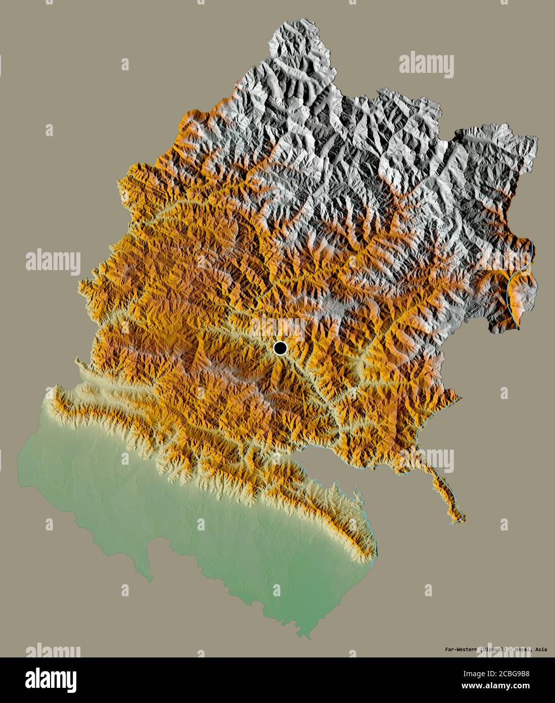 Shape of Far-Western, development region of Nepal, with its capital ...