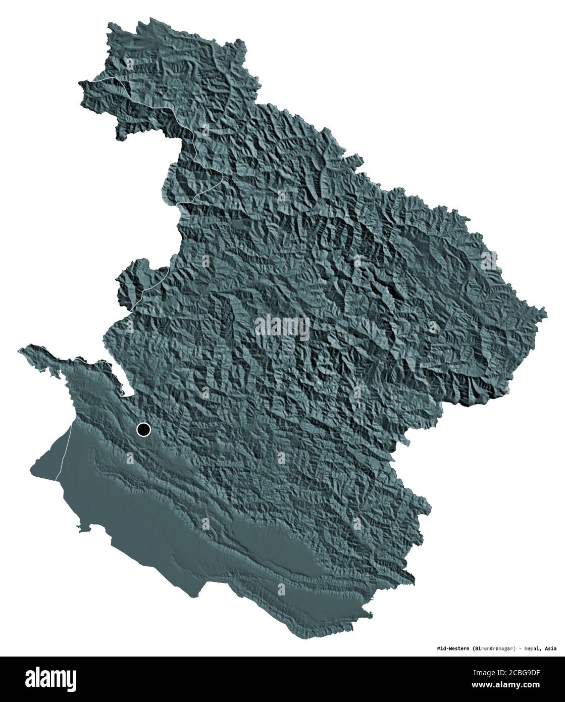 Shape of Mid-Western, development region of Nepal, with its capital ...