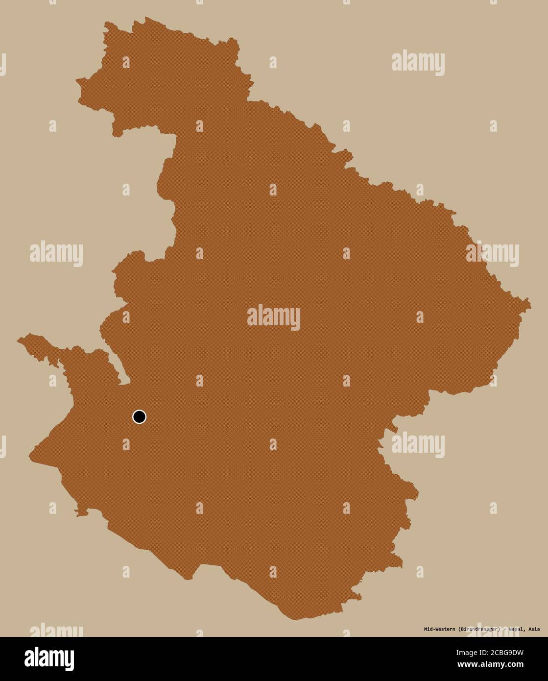 Shape of Mid-Western, development region of Nepal, with its capital ...
