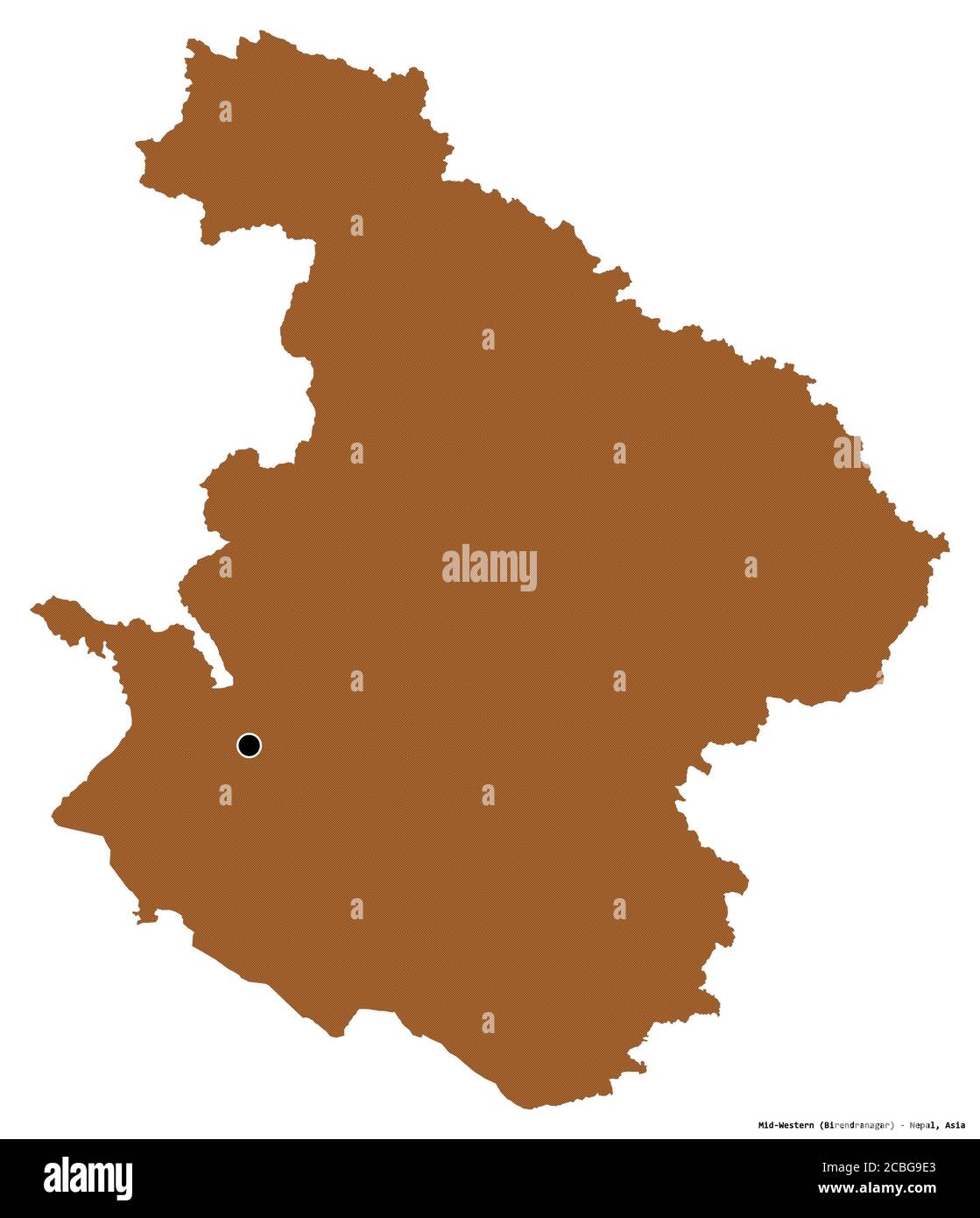 Shape of Mid-Western, development region of Nepal, with its capital ...