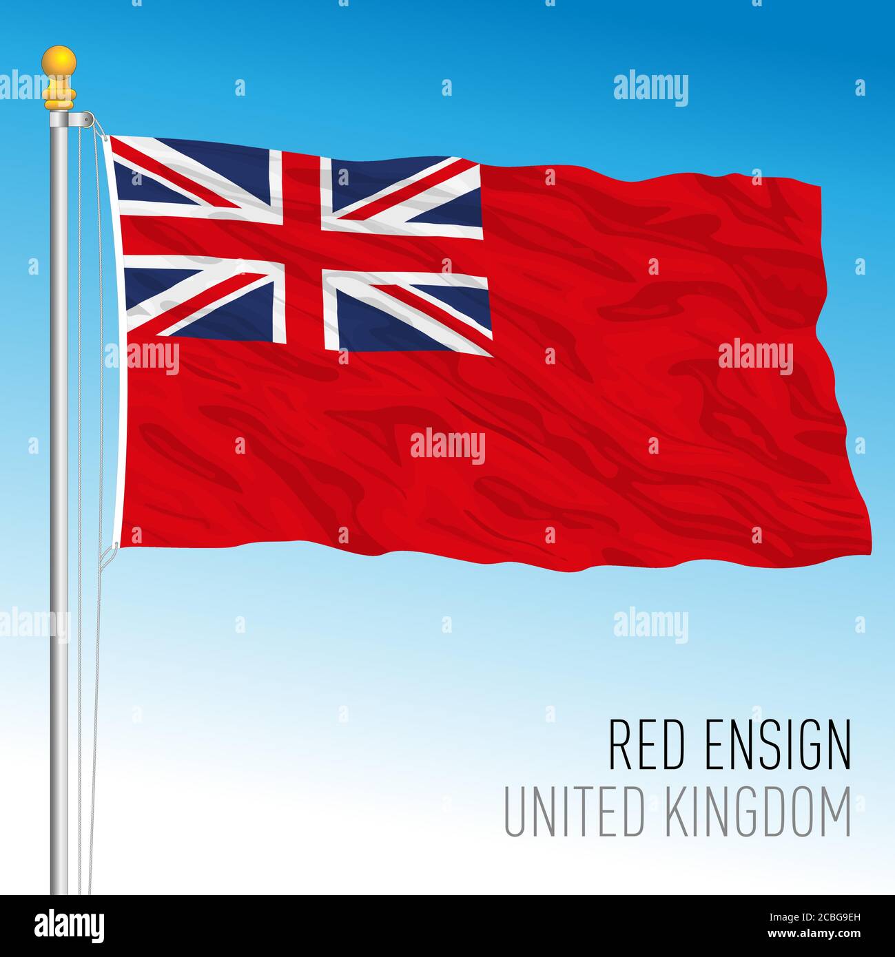 Red British ensign naval flag used at sea or by national navies ...