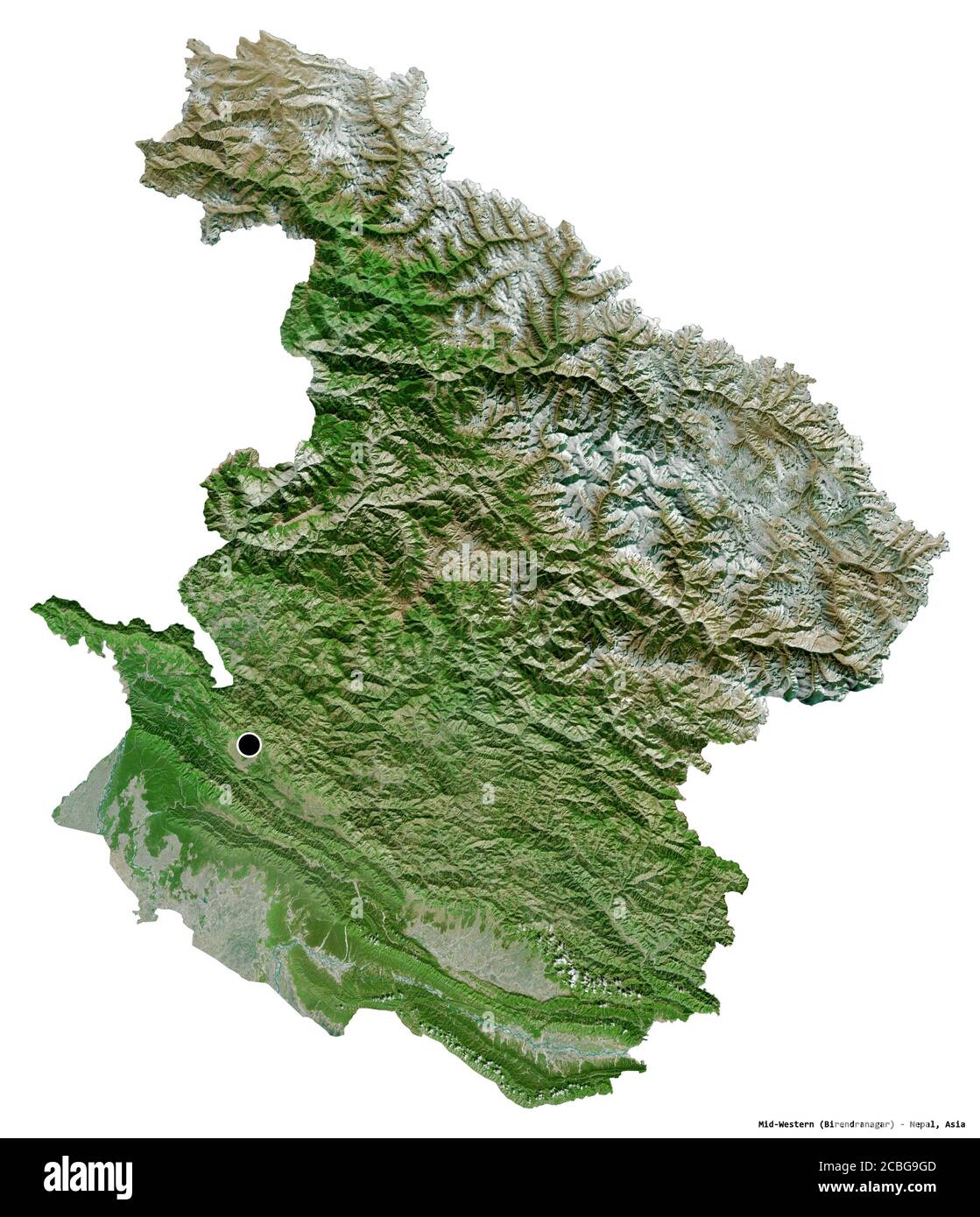 Shape of Mid-Western, development region of Nepal, with its capital ...