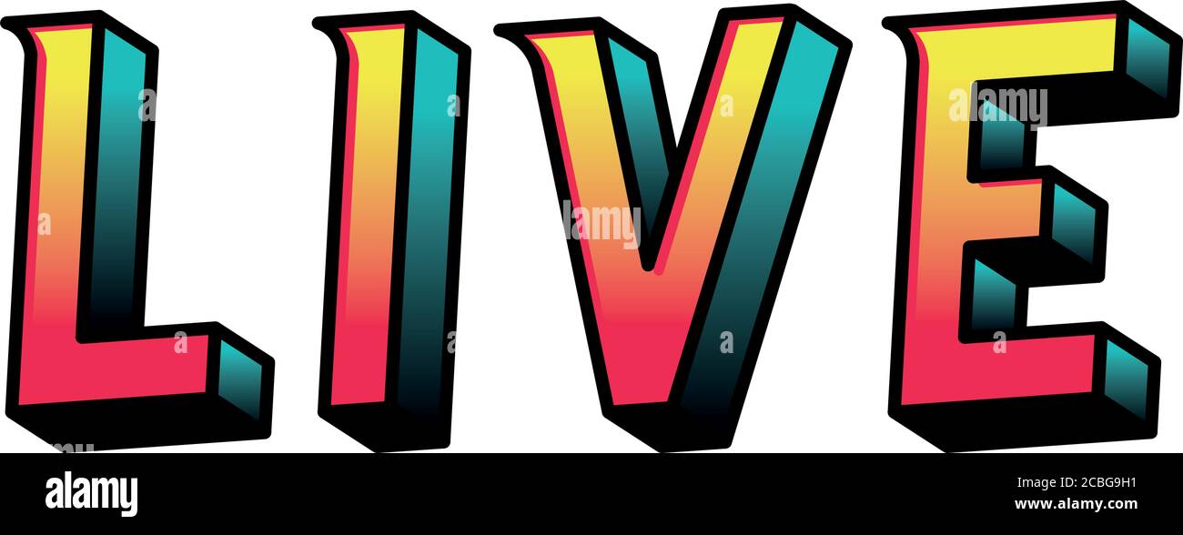 live lettering design, typography retro and comic theme Vector ...