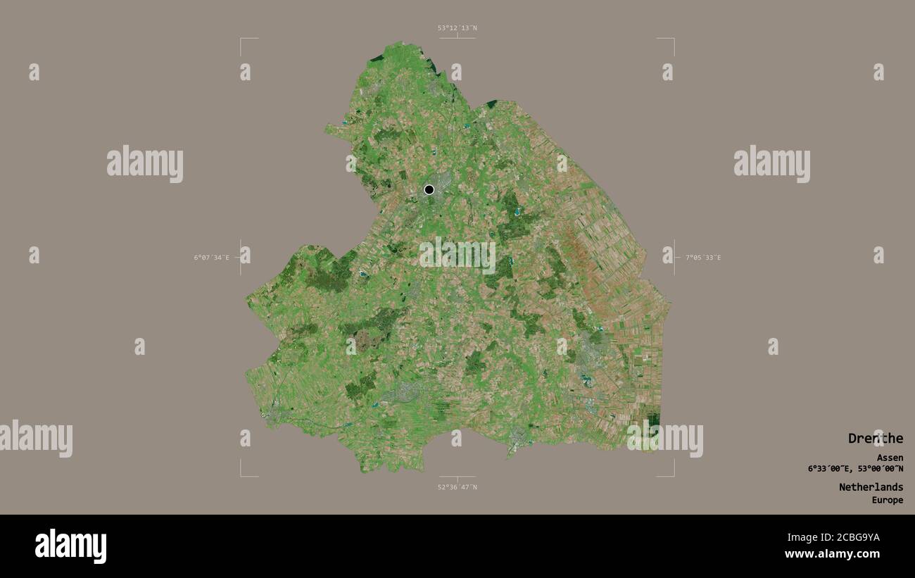 Area of Drenthe, province of Netherlands, isolated on a solid ...