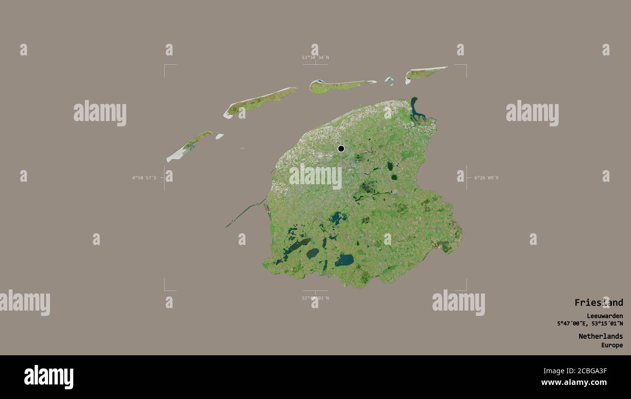 Area of Friesland, province of Netherlands, isolated on a solid ...