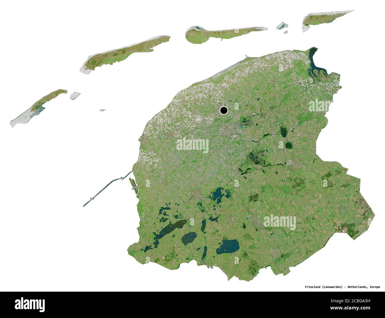 Shape of Friesland, province of Netherlands, with its capital isolated ...
