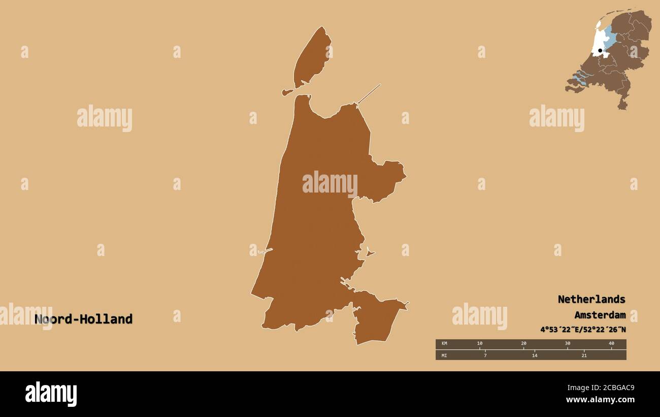 Shape of Noord-Holland, province of Netherlands, with its capital ...