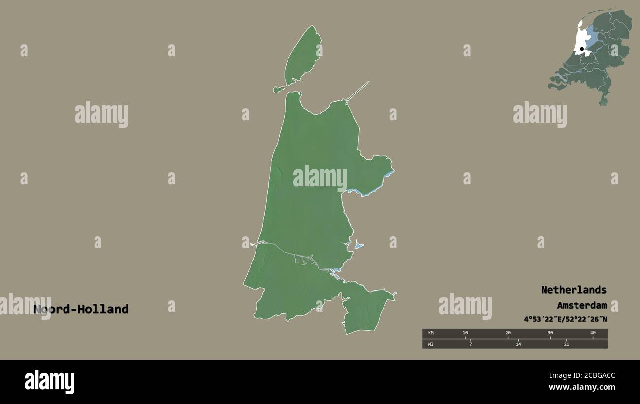 Shape of Noord-Holland, province of Netherlands, with its capital ...